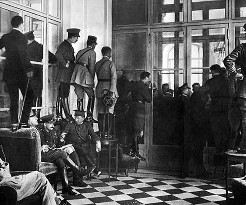 Spectators Climbing over Furniture to Watch the Signing of the Treaty ...