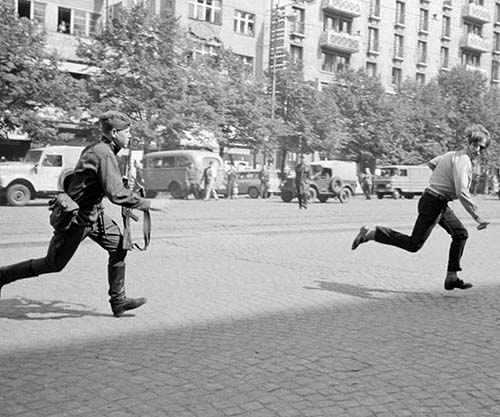 The Prague Spring: Soviet Soldier Chasing Young Man Who Had Thrown ...